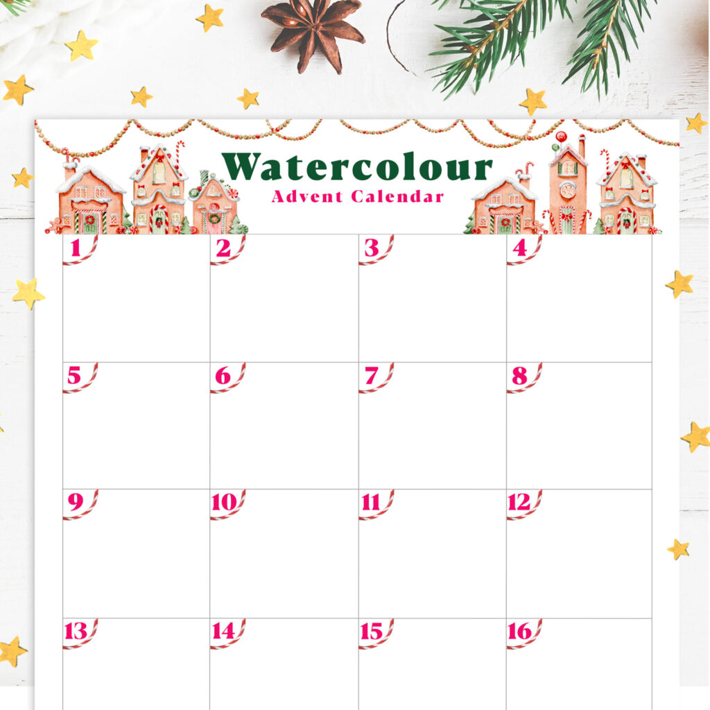 Printable Christmas Calendar December Advent Calendar. Cute Christmas